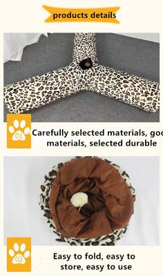 China Luxuoso curto Cat Tunnel Funny Cat Cat dobrável Toy Three-Way Rolling Dragon do leopardo novo do animal de estimação à venda