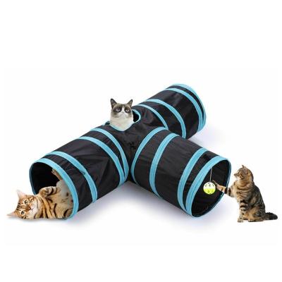 Cina Tunnel a tre corsie di carta Cat Toy Drill Climbing Bucket Foldable Cat Channel di Cat Tunnel Supplies Cat Ring dell'animale domestico in vendita