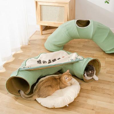 China Multifunctional Foldable Cat Tunnel Cat Passage Rolling Floor Chinchilla Nest Cat Spring And Summer Cat Bed for sale