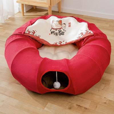 China Multifunctional Foldable Cat Tunnel Cat Passage Rolling Floor Chinchilla Nest Cat Spring And Summer Cat Bed for sale