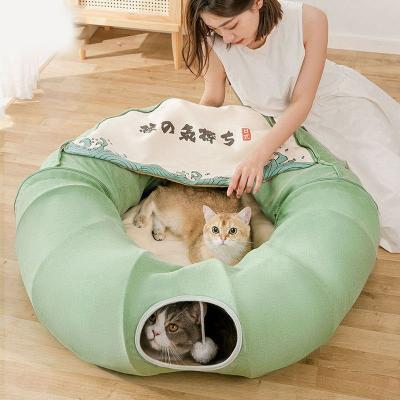 China Multifunctional Foldable Cat Tunnel Cat Passage Rolling Floor Chinchilla Nest Cat Spring And Summer Cat Bed for sale