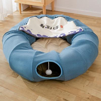 China Multifunctional Foldable Cat Tunnel Cat Passage Rolling Floor Chinchilla Nest Cat Spring And Summer Cat Bed for sale