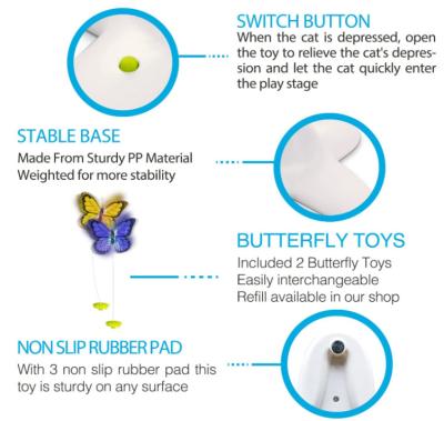 China Flutter Bug Interactive Cat Butterfly Toy Two Replacements For Indoor Cats for sale