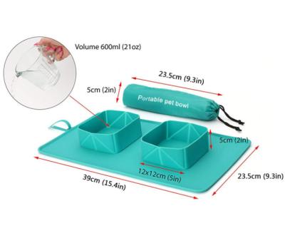 Cina Il doppio cane pieghevole lancia portatile di viaggio con la stuoia del silicone in vendita