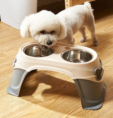 Cina Ciotole alzate regolabili elevate dell'acqua del piatto e dell'animale domestico del cibo per cani di acciaio inossidabile di altezza in vendita