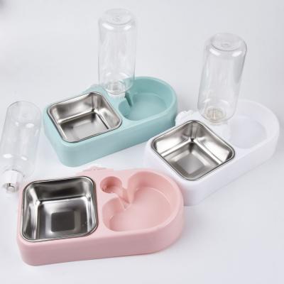 China Automatic Water Refill Pet Hanging Bowl Amazon Hanging Automatic Water Refill Dog Cat Double Bowl for sale