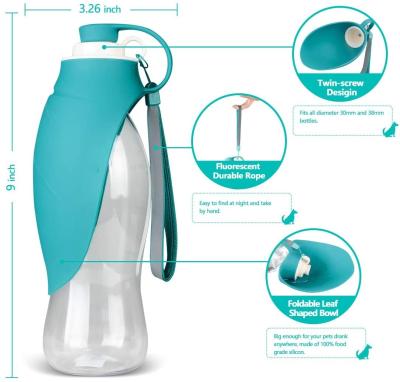 China Pet Water Dispenser Feeder Container Portable with Drinking Cup Bowl Outdoor Hiking for sale