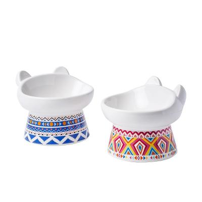 China Cat Bowl Ceramic Protection Cervical Vertebra Anti-Overturning High Foot Oblique Mouth Pet Dog Cat Bowl for sale