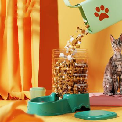 China Slow Automatic Cat Feeders Set Cat Water Dispenser for sale