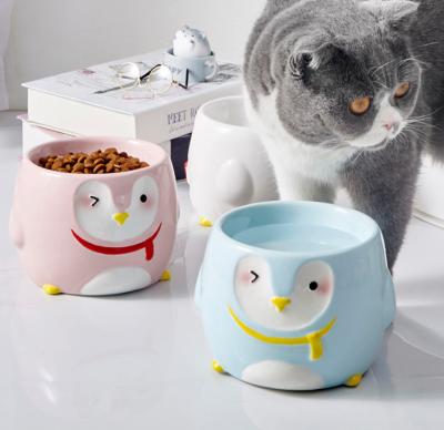China Elevated Pet Feeder Bowls 15 Degrees Tilted Ceramic Cat Dish for sale