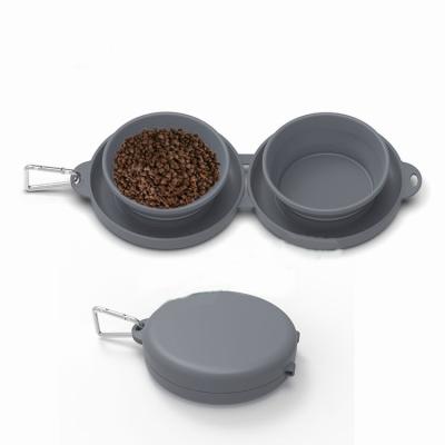 China Double Silicone Pet Bowl Folding Portable Cat Feeding Bowl for sale
