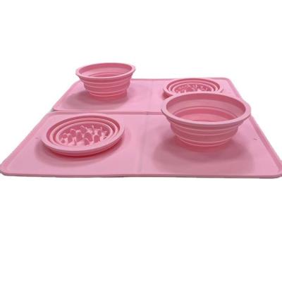 China Silicone Retractable Pet Feeder Bowls Portable Dog Basin for sale