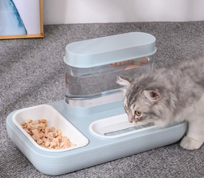 China Pet Ceramic Automatic Cat Water Bowl With Extra Food Feeder for sale