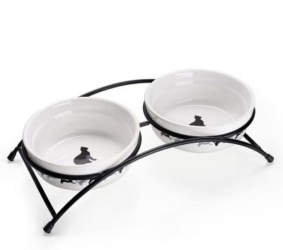 China No Slip Food Water Tall Cat Bowls With Elevated Arched Stand for sale