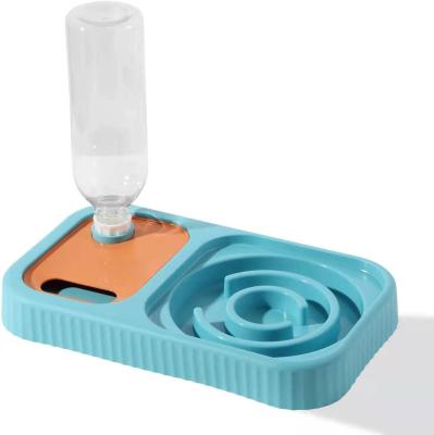 China Stainless Steel Pet Slow Feeder Tilted Cat Dog Bowls Set for sale