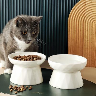 China Ceramic High Foot Pet Slow Food Bowl Protecting Spine Cat Water Bowl for sale
