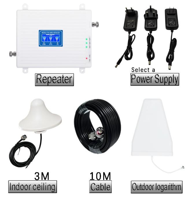 2 3 4G 900 1800 2100MHz Tri Band Factory Most Affordable Mobile Phone Signal Network Repeater / Booster / Signal Amplifier