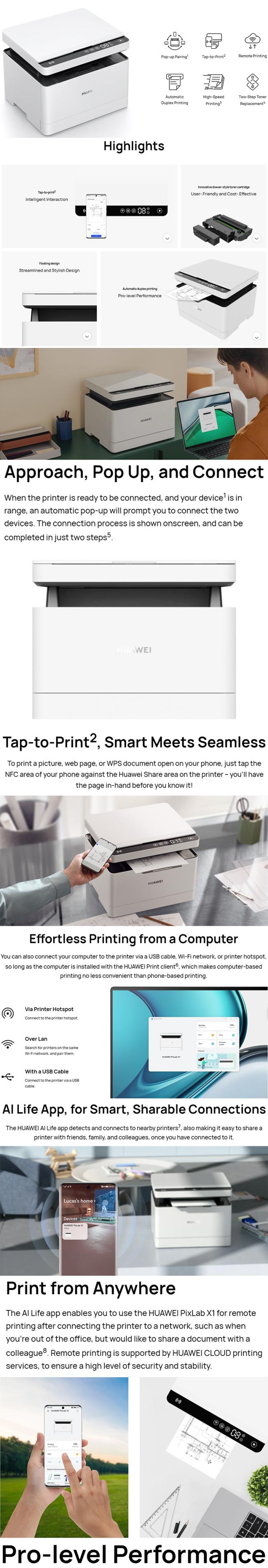 High Quality Huawei Pixlab X1 Smart Printer A4 Paper Digital Inkjet Printers