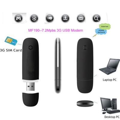 China externes 3G USB drahtloses Modem 3G 7.2Mbps ZTE MF190 Dongles-HSDPA zu verkaufen