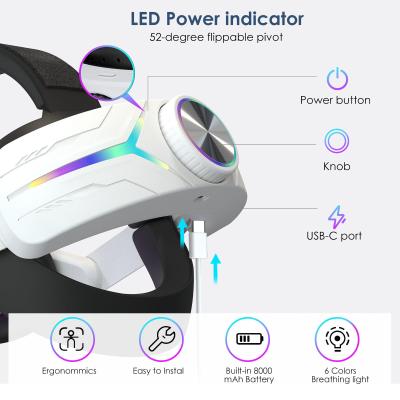 China New for Meta Quest 3 with RGB headset and VR headset with 8000mAh for Meta Quest 3 VR Accessories for sale