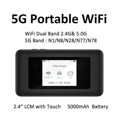 China 5000mAh 5G Dual-Band Pocket Router WiFi 6 Hotspot with SIM Slots 72H Streaming for Travel & Remote Work for sale