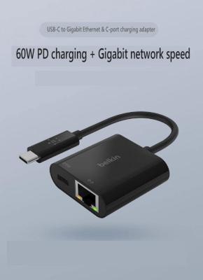 China 60W USB-C To Ethernet Charge Adapter - Gigabit Ethernet Port Compatible With USB-C Devices Ethernet To USB-C Adapter for sale
