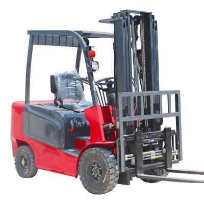 China Chinese Cheap 48v Four Wheels Electric Storage Battery Forklift Truck Full Electric Pallet Forklift With Four Big Tyres for sale