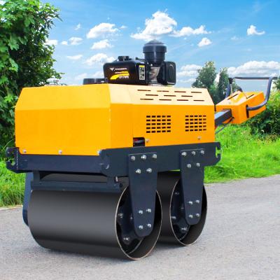China 500kg Walk-Behind Double Drum Compact Roller High Compaction Eefficiency Mini Road Roller for sale