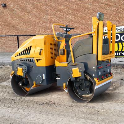 China New 2Ton Ride-on Road Roller Construction Machinery Hydraulic Small Road Roller Diesel Double Drum Roller Compactor for sale