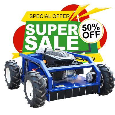 China Free Shipping CE EPA Petrol Gasoline Engine All Terrain Grass Cutting Machine Rubber Remote Control Robot Flail Lawn Mower for sale