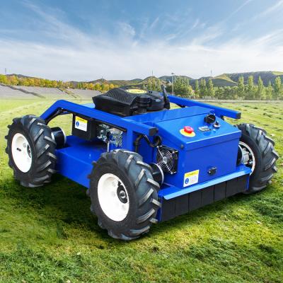 China Free Shipping Brush Cutting Width Motorized Rotary Zero Turn Lawn Mower Remote Control Tracked Lawn Mower for sale