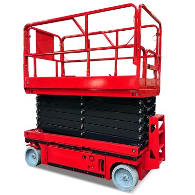 China 6m 8m 10m 12m 14m 18m 300kg 1t 2t Capacity Electric Mobile Scissor Lift Manlift Mobile Platform Rough Terrain for sale