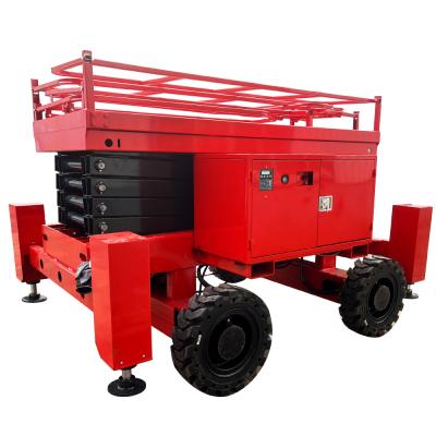 China 12m 500Kg Aerial Work Capacity Diesel Mobile Scissor Hydraulic Lift Tables Mobile Platform for sale