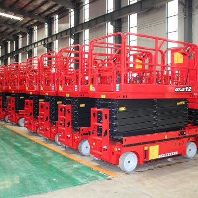 China High Quality4m 6m 8m 10m 12m 14m 320Kg Capacity Electric Mobile Scissor Lift Manlift Mobile Platform Rough Terrain for sale