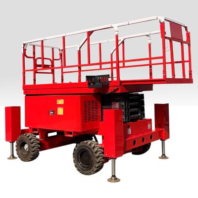 China Mobile Electric Self-propelled Hydraulic Scissor Lift Platform Table Aerial Man Lift All Rough Terrain Lifter Scaffolding for sale