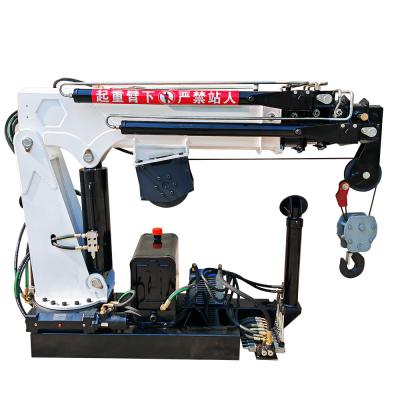China 1Ton Knuckle Boom Truck Crane Hydraulic Pick up Truck Side Boom Lift Crane with Jibs Remote Control for sale