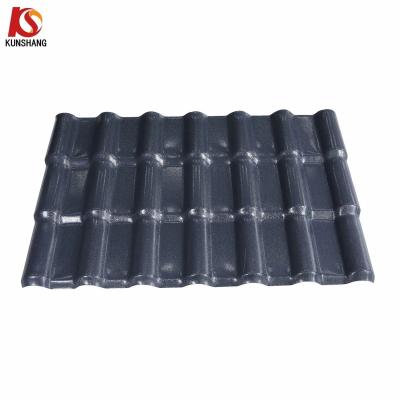 China S Tiles Blue Spanish PVC Roof Tile Teja Weather Resistant ASA PVC Resin Roof Tile 4 Layers Synthetic Resin Roofing Sheet for sale