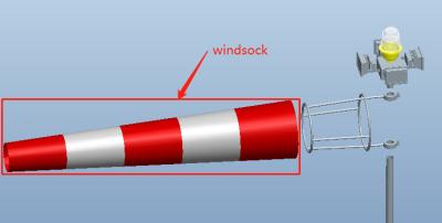 China China factory PVC wind sock customized height heliport windcone with aviation obstruction light for airfield helipad for sale