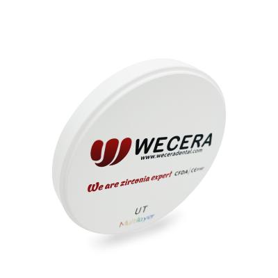 China Wecera 600 MPA de Tand Multilayer Kleur van de Zirconiumdioxydeschijf A1 D98*14mm UT Te koop