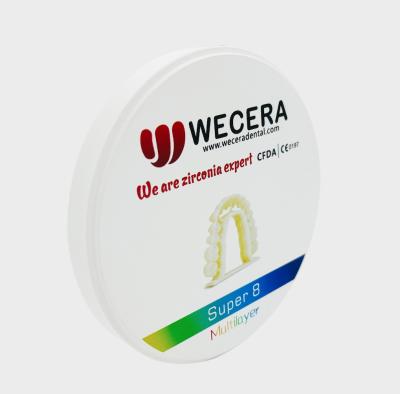China Pre Gekleurd 3D Multilayer Tand Open Systeem 98mm van het Zirconiumdioxyde Leeg Blok Diameter Te koop