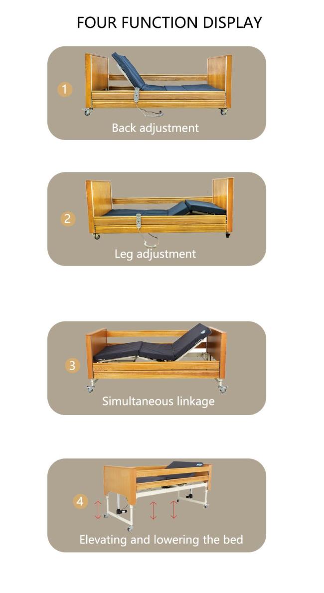 Structure Upgrade Versatile Electric Bed with Four Functions for Home Care