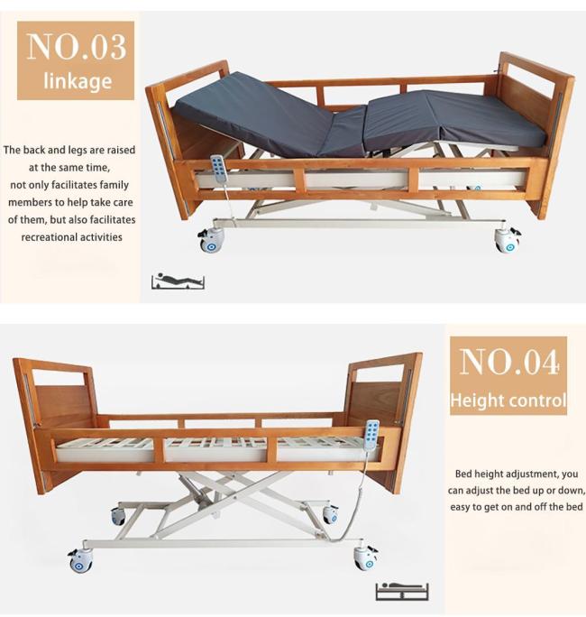 Electric Turn Over Household Multifunctional Bed for The Elderly Paralyzed Lift Medical Nursing Home Solid Wood Nursing Beds