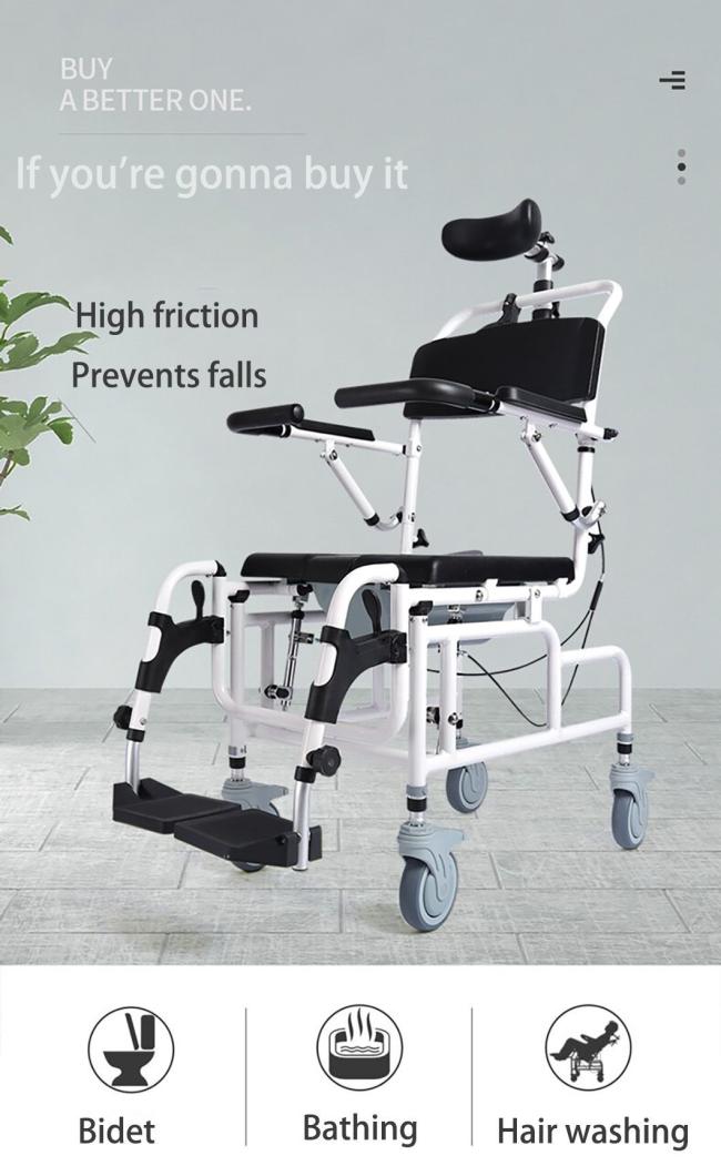 Bathroom Chair Patient Transfer Shower Blow Molding Hospital Toilet Portable Aluminum Commode Wheelchair for Disabled