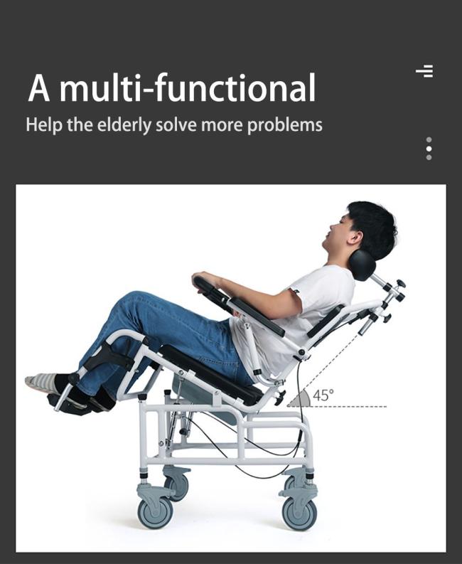 Bathroom Chair Patient Transfer Shower Blow Molding Hospital Toilet Portable Aluminum Commode Wheelchair for Disabled