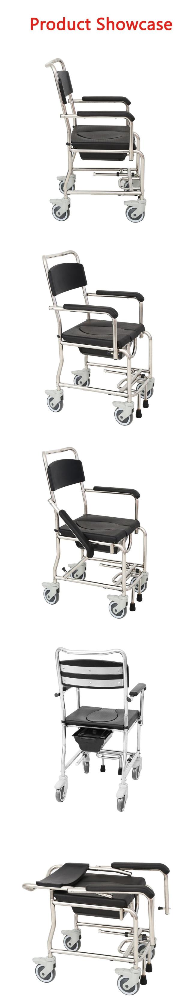 The Latest Waterproof Sturdy Toilet Wheelchair with Wheels, Suitable for The Elderly, Pregnant Women, and Children