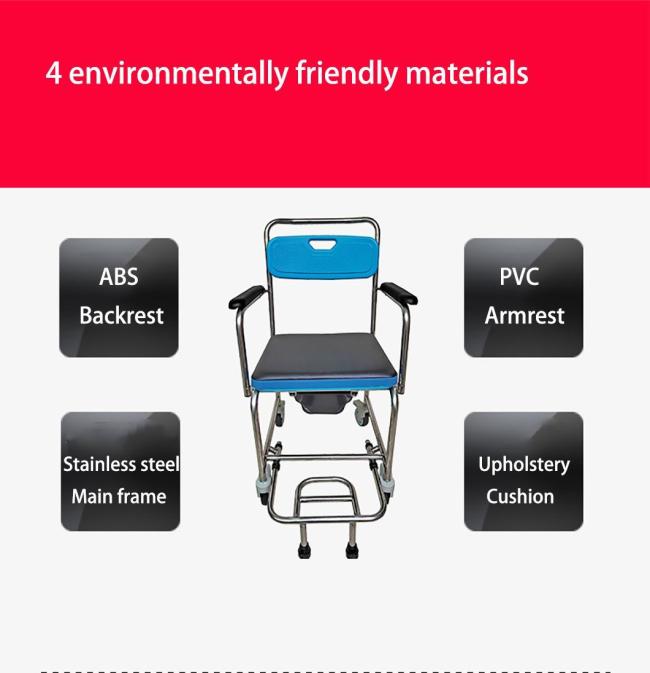 Stable Economical Portable Commode Chair Bedside Aluminum Medical Commode Chair