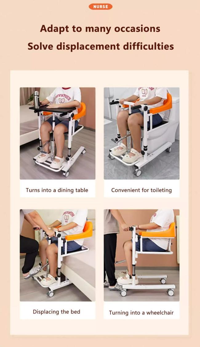 Reliable Quality Adjustable Height Manual Patient Transfer Lift Chair Hydraulic Lift Wheelchair for Paralyzed Use