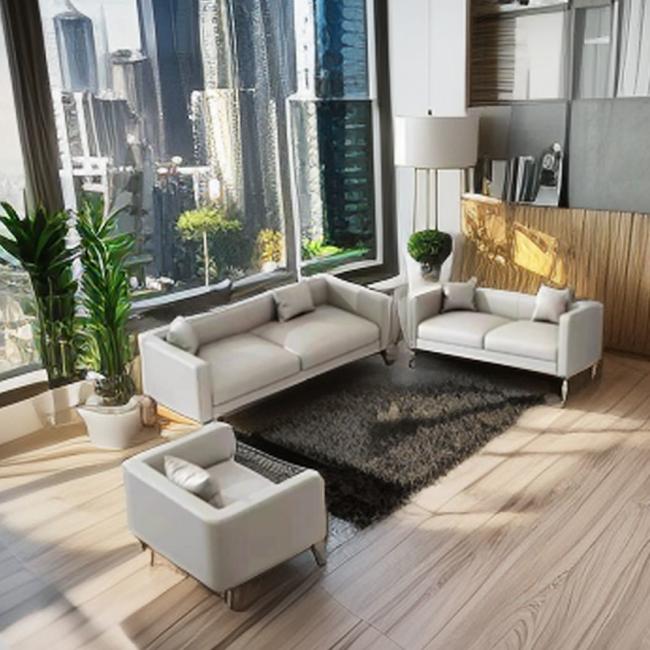 High Quality Modern Office Manager Sofa Set PU Leather and Fabric Cover for Lobby Reception Living Room Hotel and School