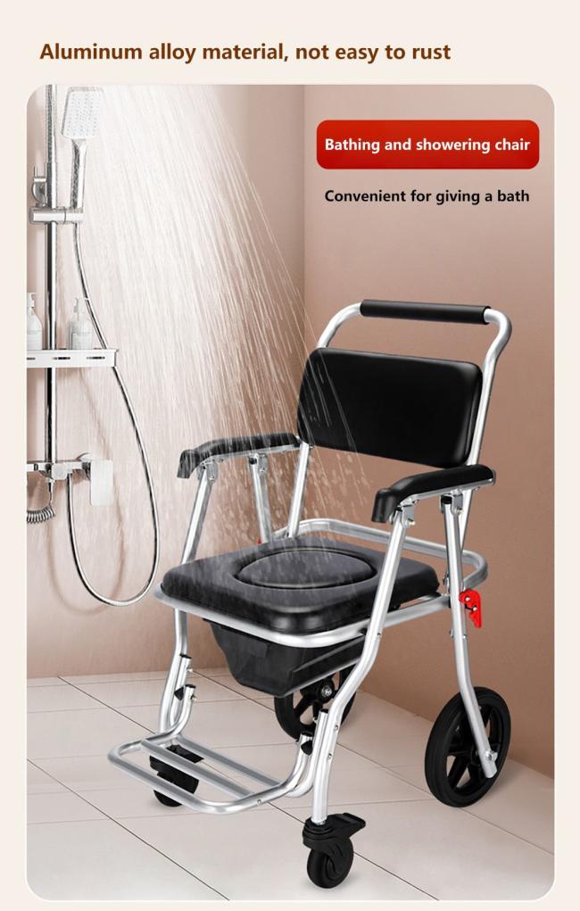 Folding Commode Shower Chair with Bedpan/Home Careor Health Care Toilet Commode Chair/Wheelchair