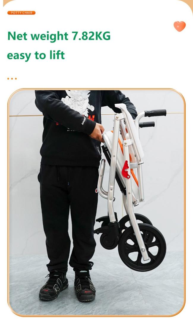 Medical Used Manual Wheelchair Lightweight Folding Commode Chair for Elderly and Disabled People